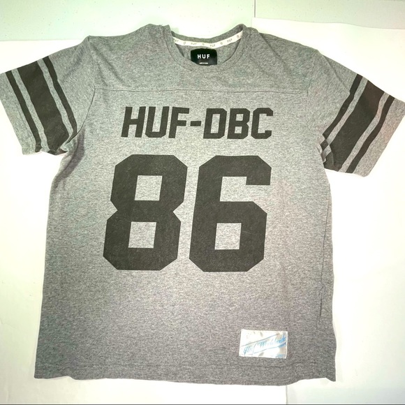 HUF | Shirts | Huf Football Jersey Grey Black Color Ringed Sleeves Mens ...